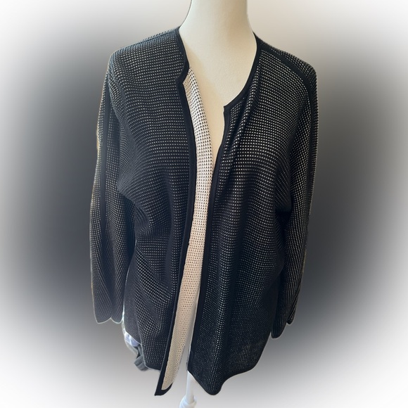 Eileen Fisher | Sweaters | Eileen Fisher Black And Off White Openfront ...